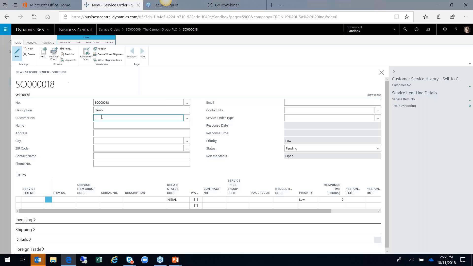 Configure and Use Service Management in Business Central